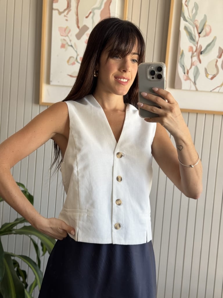 CHALECO DE LINO BLANCO - Vicca